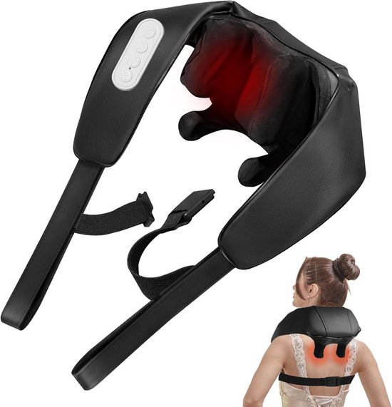 Shiatsu Nekmassageapparaat met Warmte - 4D Diep Weefsel Massage voor ...