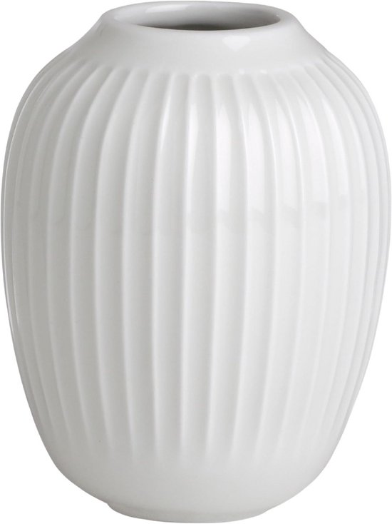 Klassieke Witte Keramiek Vaas met Verticale Groeven - Scandinavisch ...