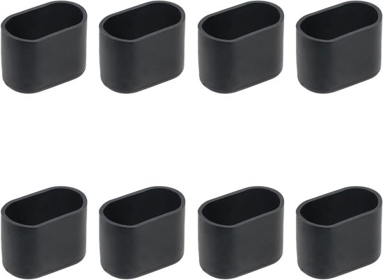 8x Ovale Stoeldoppen PVC - Tafel & Stoelpoot Beschermers Zwart voor ...