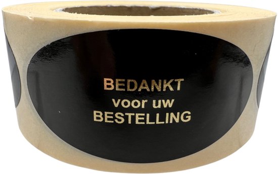 Bedankt voor uw bestelling stickers - 250 stuks - Goud Zwart - 25x50mm - Ovaal -... | bol.com