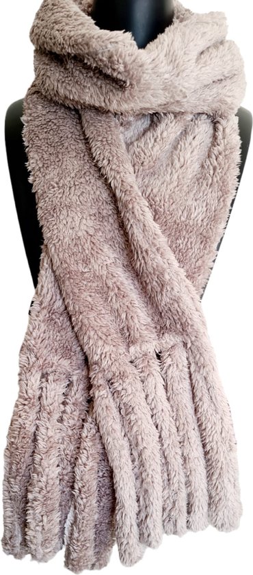 Dames sjaal teddy Beige - Extra lang Warme Fluffy sjaal - Fake fur ...