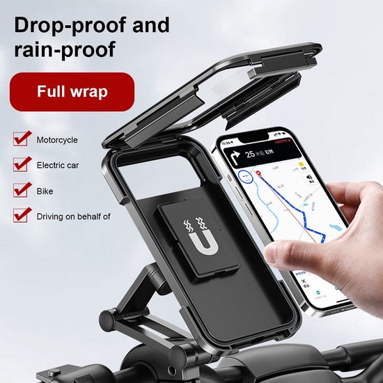 Telefoonhouder fiets motor waterdicht universeel - 360° Draaibaar ...