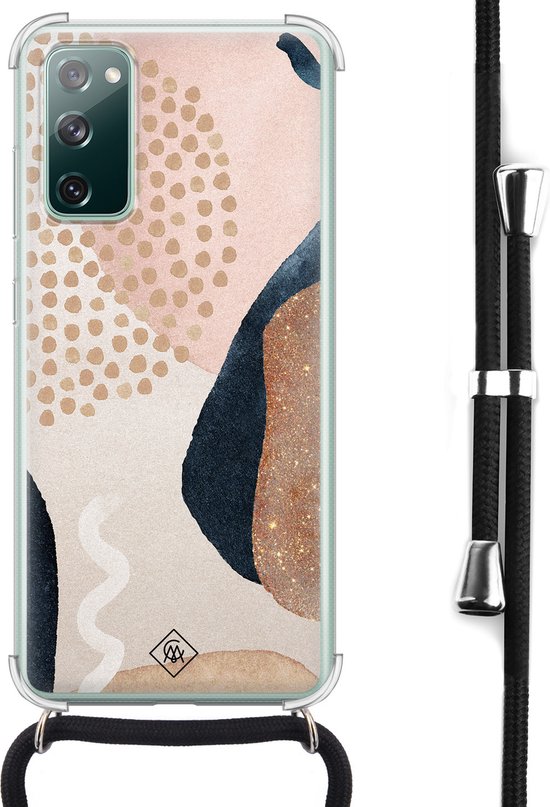 Samsung Galaxy S20 FE hoesje met koord - Abstract dots - Bruin/beige - Geometrisch... | bol.com