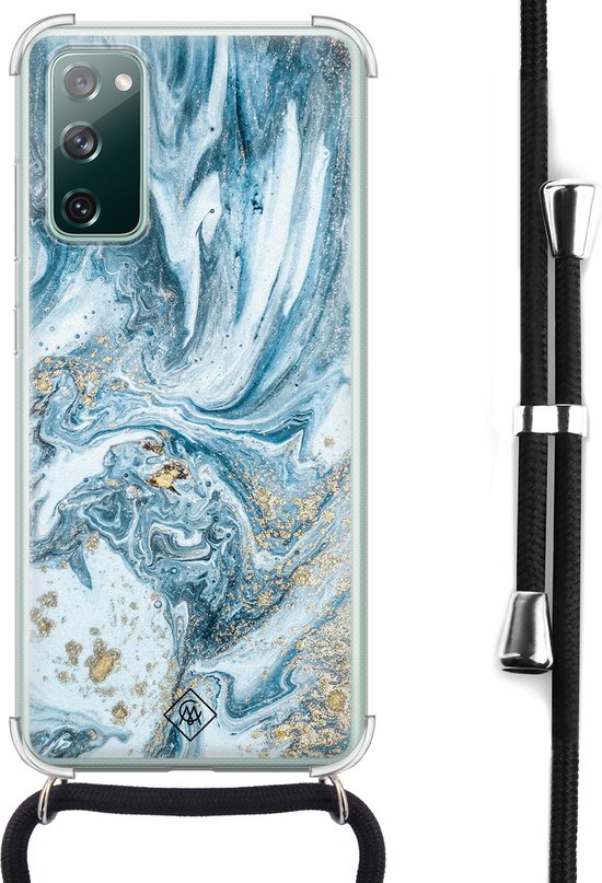 Samsung Galaxy S20 FE hoesje met koord - Marble sea - Blauw - Marmer - Afneembaar... | bol.com