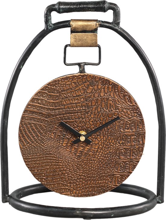 PTMD Osar Bronze metal table clock hanging croco round | bol.com