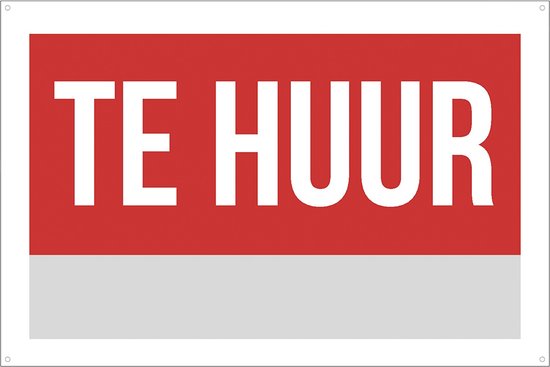 Bord XL | "Te huur" | 120 x 80 cm | Kanaalplaat | Met hechtingsgaten in ...