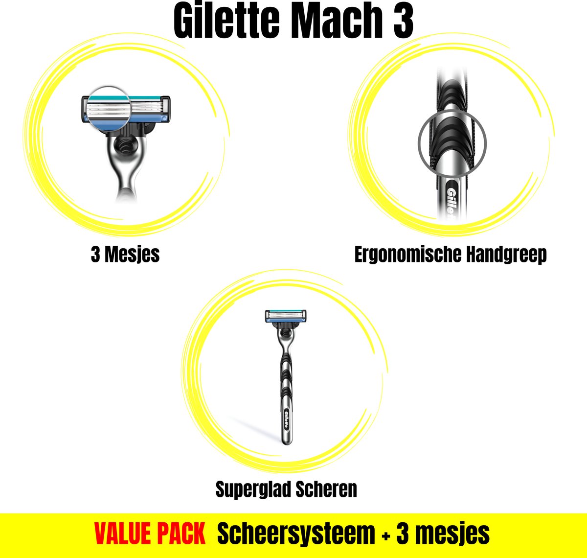 Gillette Mach3 - Scheersysteem met 3 Scheermesjes | bol.com