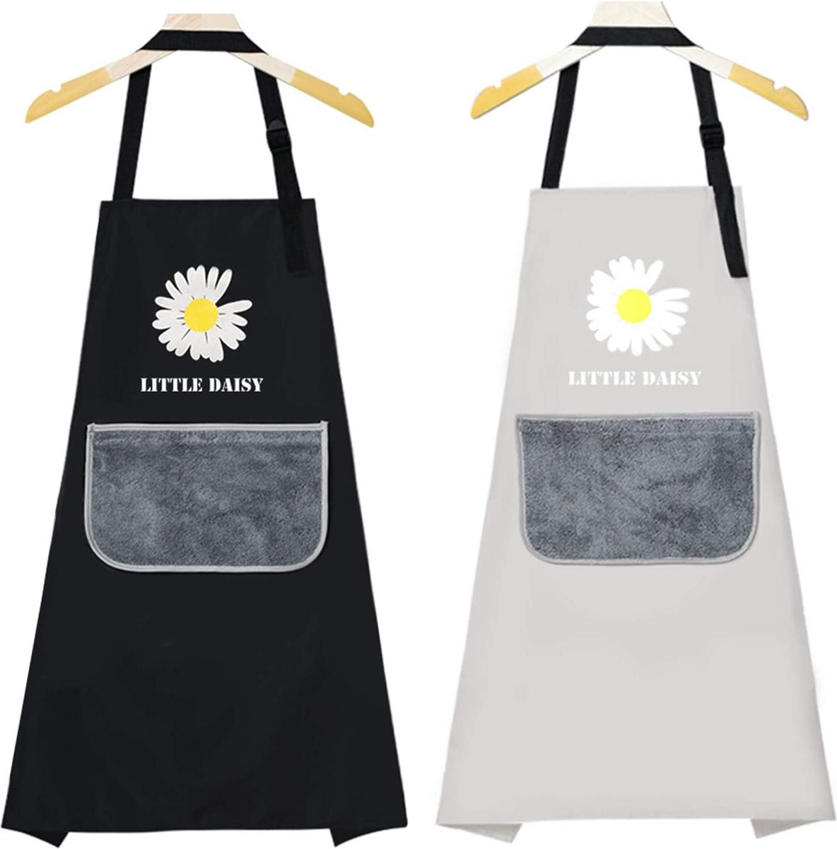 NAMIS Zwarte beige kookschort, 2 stuks waterdicht keukenschort met ...