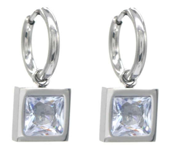 Oorbellen - Oorringen 12 mm - RVS - Zilverkleurig en Wit | bol