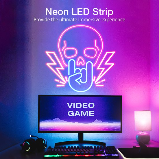 Neon LED Strip 3m - RGBIC-Lichten met het DIY-ontwerp van de ...