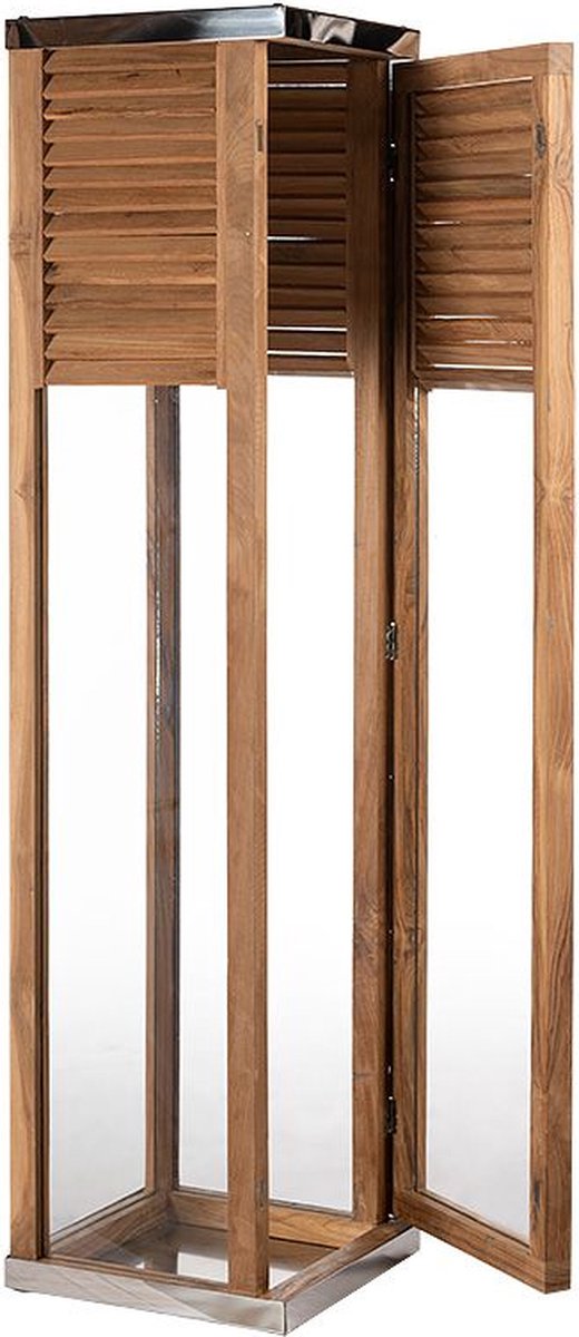 Lantaarn 30x30x126cm Louvre Large hout glas luxe afgewerkt | bol.com