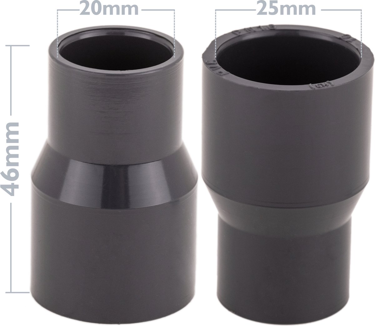 PrimeMatik - PVC Reductie en Verlenging Concentrische vorm Ø20-25x25 ...