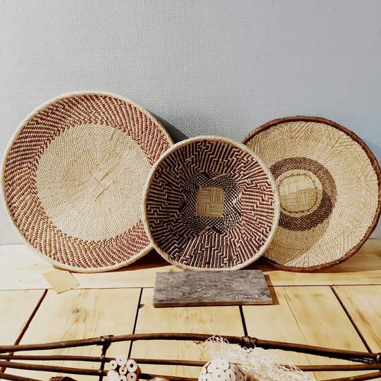 Set Van 3 Geweven Muur Mand | Afrikaanse Muur Decoratie | Natuurlijke ...