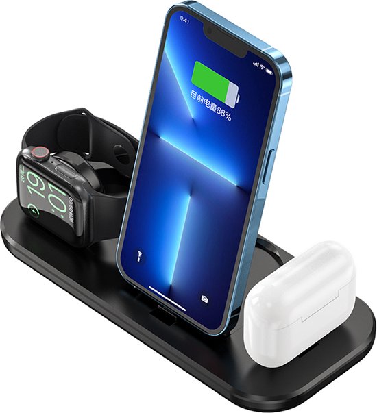 3 in 1 Draadloze Oplader 15W - Oplaadstation - Lightning Docking ...