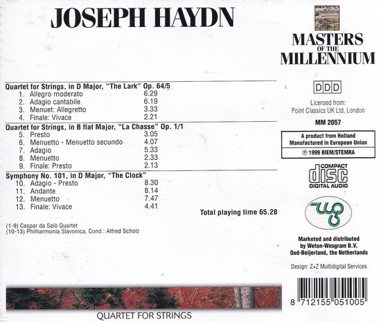 Quartet for strings - Joseph Haydn - Caspar da Salo Quartet ...
