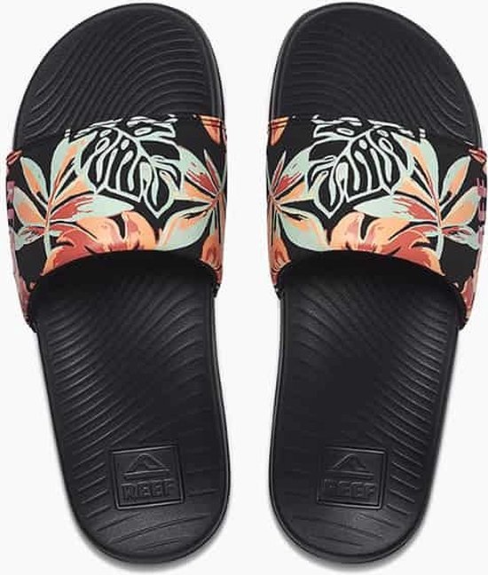 Reef Dames Slippers One Slide - Black Monstera | bol