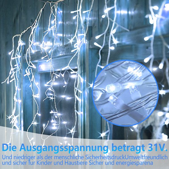 LED Lichtgordijn Sfeerverlichting 8 standen 600 LED 20M Wit ...