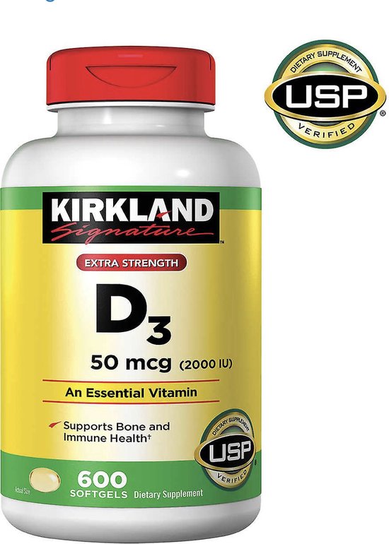 KIRKLAND | D3 | 50 mcg (2000 IU) Extra Strength | 600 Softgels | bol
