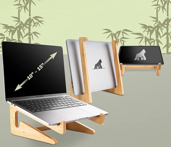 MY FAT GORILLA Laptopstandaard van bamboe, ergonomische universele ...