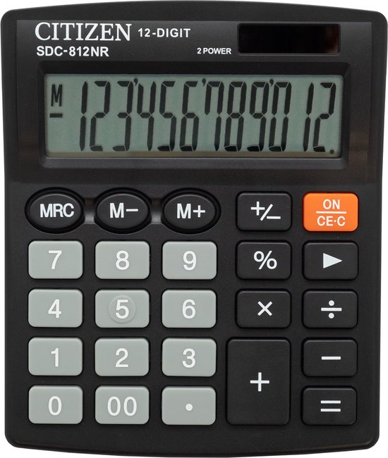 Citizen SDC812BN Desktop Basisrekenmachine Dual Power 12 Cijfer citizen-sdc812bn-desktop-basisrekenmachine-dual-power-12-cijfer