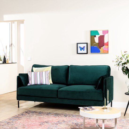 3-Zits industriële bank velvet Lindsey groen | bol.com
