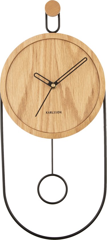 Wall clock Swing pendulum light wood veneer | bol