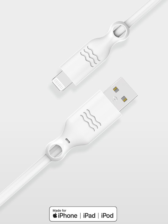 Just Green - USB A naar Lightning recyclebare kabel 1,2 m 2,4A - Wit | bol