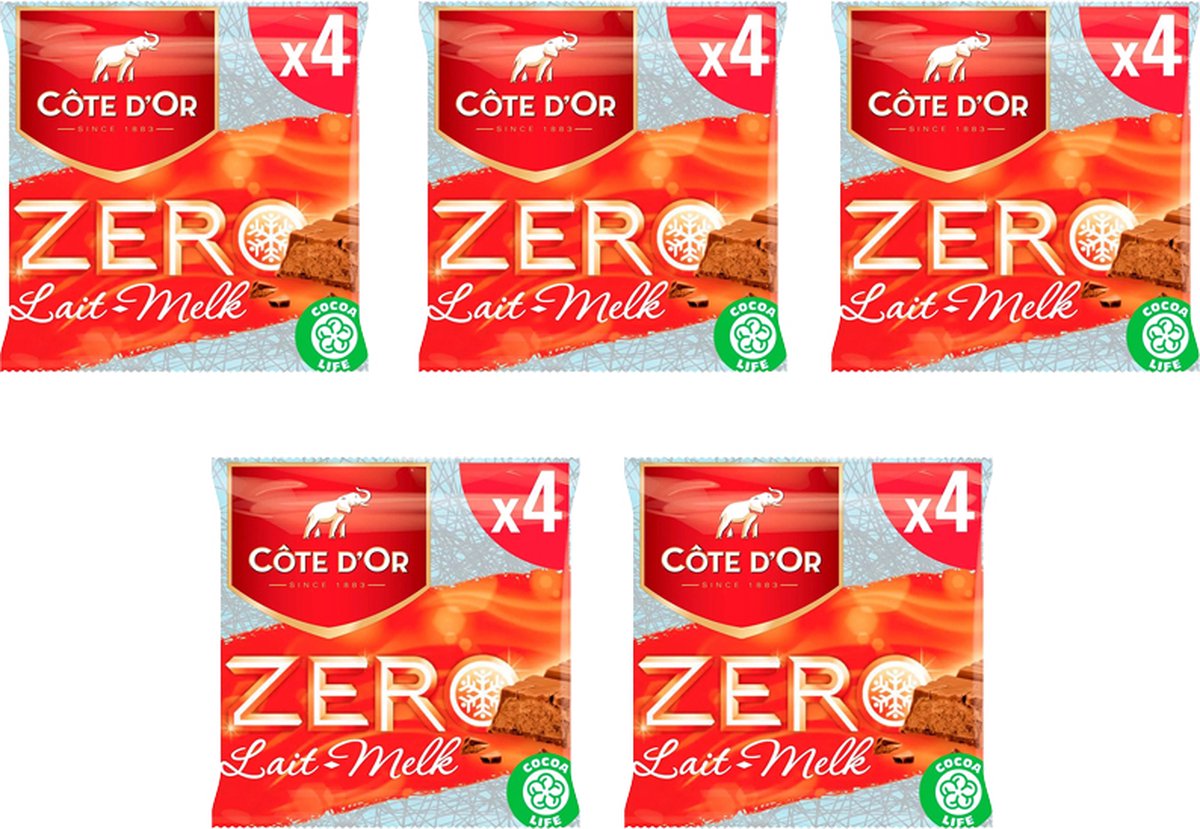 Côte d'Or Zero Lait/Melk 4-pack (4x50g) - 200g x 5 | bol.com