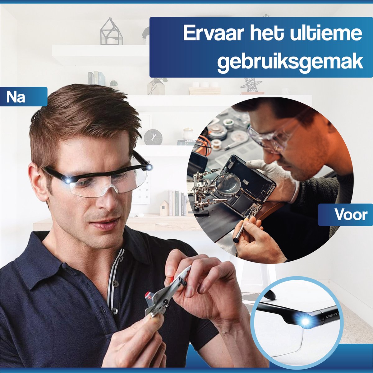 Vergrootglas Bril - Loepbril met LED verlichting - Vergrootbril - Incl ...