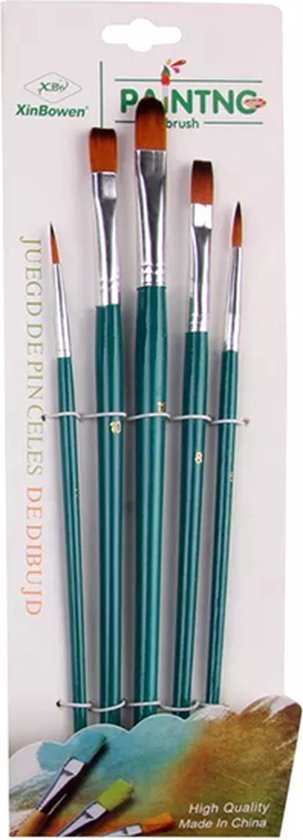 Penselen - Set van 5 stuks - Groen - Kwasten - Verven - Schilderen ...