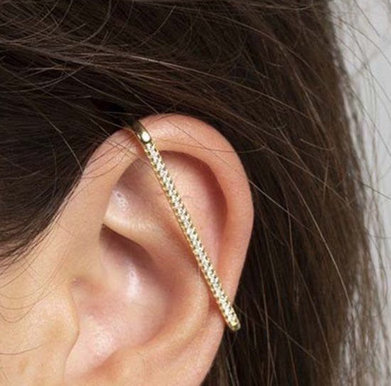 Boven oor ear cuff | goud gekleurd | bol