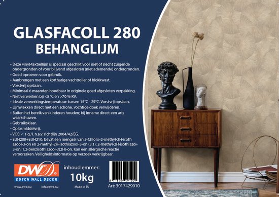 Behanglijm voor slecht zuigende muren - Glasfacoll 280 - emmer 10kg ...
