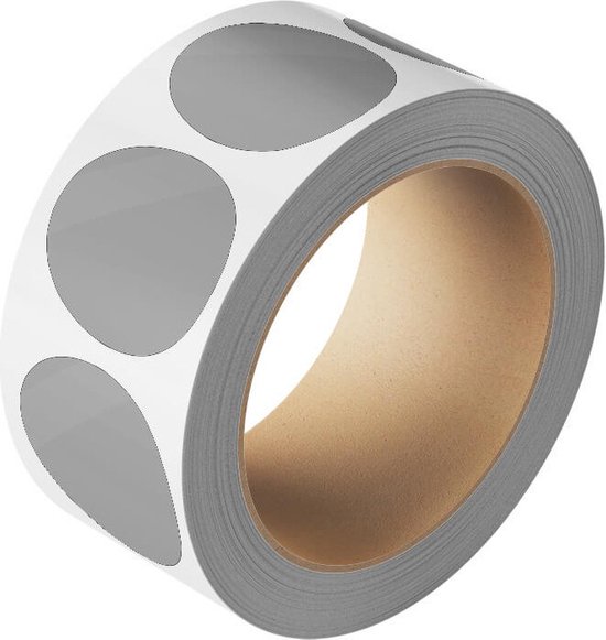 Blanco grijs glans sticker op rol, beschrijfbaar 20 mm - 1150 per rol ...