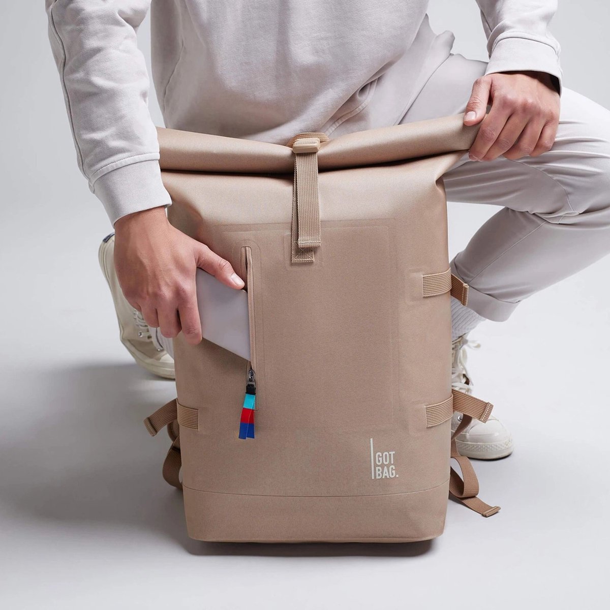 GOT BAG Laptop Rugzak / Rugtas / Laptoptas / Werktas - Rolltop - Beige ...