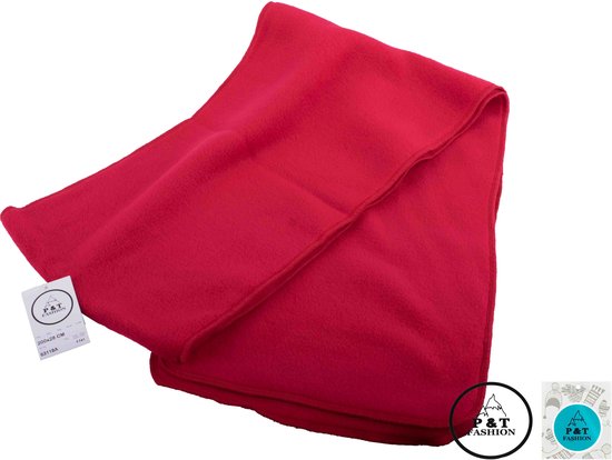 P&T Lange Fleece Sjaal - Rood - 28 x 200cm | bol.com