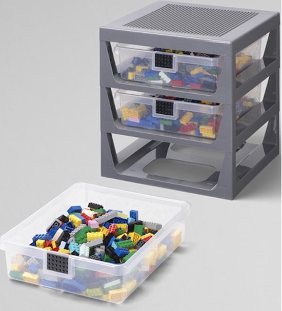 LEGO - Opbergrek met 3 Lades - Polypropyleen - Grijs | bol