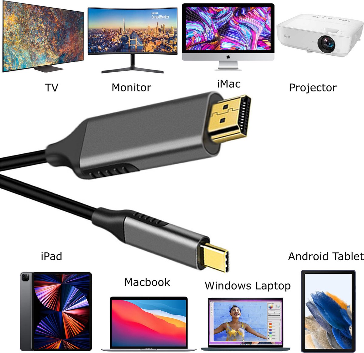 USB C vers HDMI - Adaptateur USB C Hdmi - Câble HDMI USB C - Plaqué Or ... USB C vers HDMI - Adaptateur USB C Hdmi - Câble HDMI USB C - Plaqué Or ...