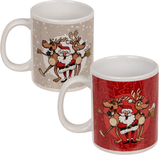 Craved Kerstmokken - 2 stuks - 350 ML - Keramiek - Kerstman met ...