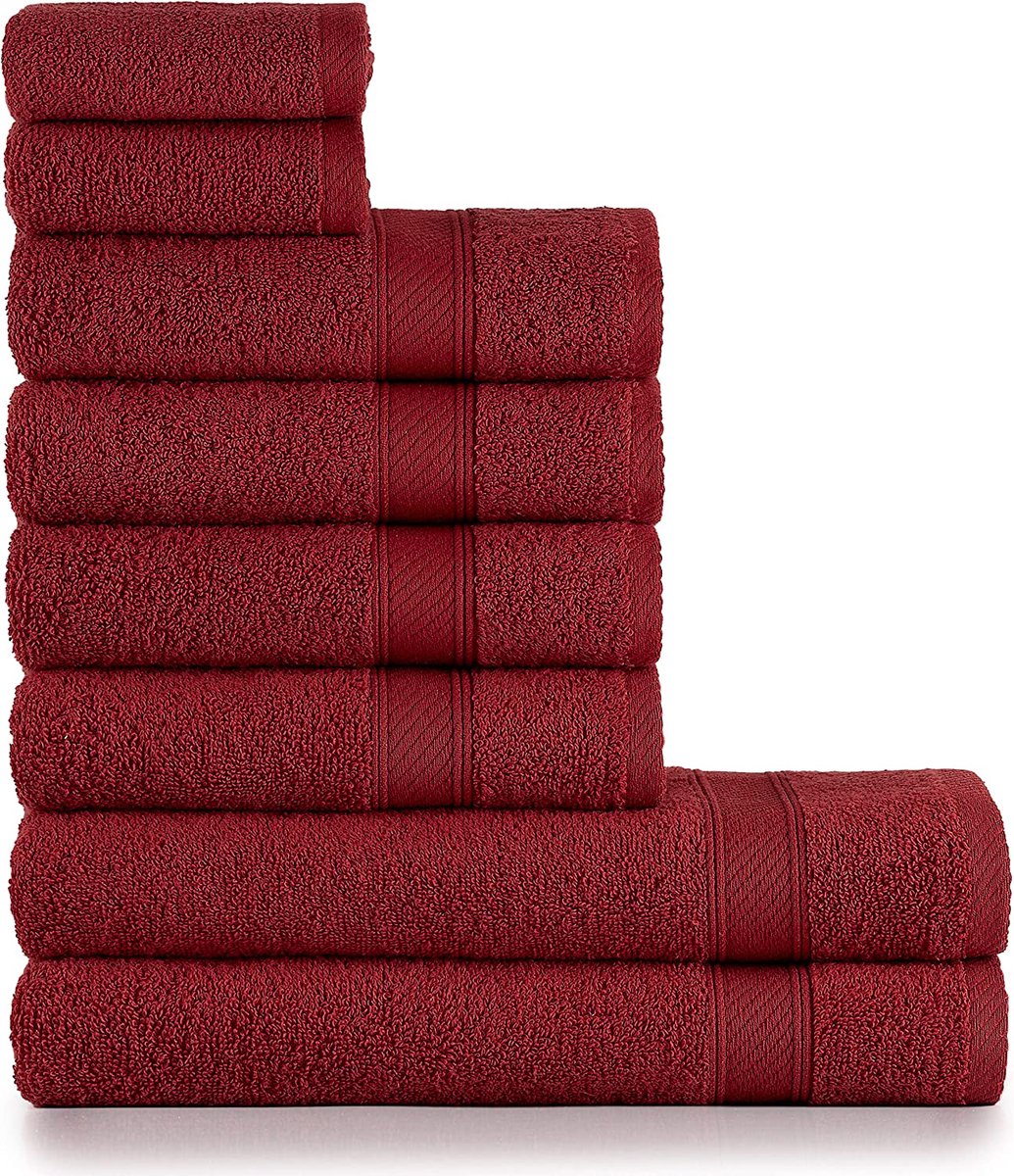 Handdoekenset Bordeaux Rood / 2 Badhanddoeken 70x140 + 4 Handdoeken ...