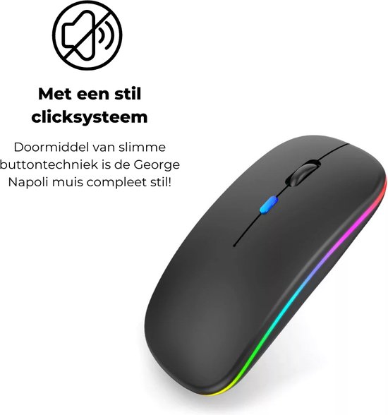 George Napoli - Draadloze muis zwart - Wireless mouse - Oplaadbare ...