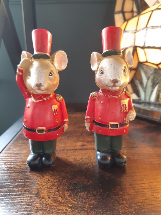 Decoratief figuur - set van 2 muizen - lijfwacht - fanfare | bol