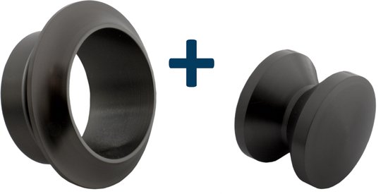Inboorring met knop - Rozet - PVD Gun Metal - 16mm - RVS 316 - Massief ...