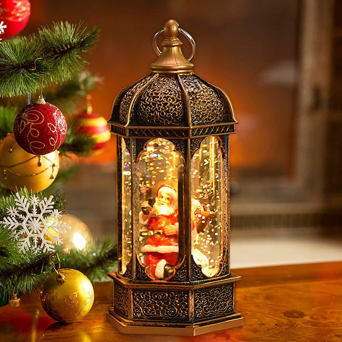 Boule à Neige de Noël, LED, Lanterne de Noël, Père Noël, Décoration ...