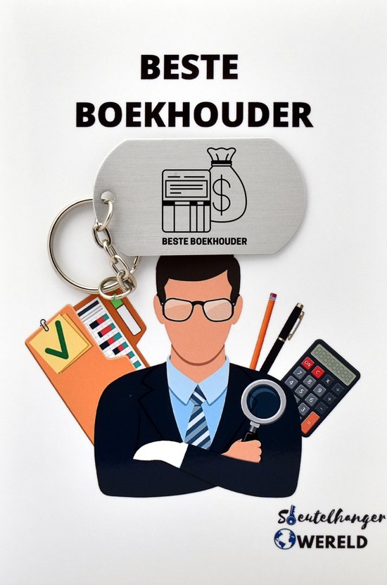 Beste boekhouder Sleutelhanger inclusief kaart – boekhouder cadeau ...