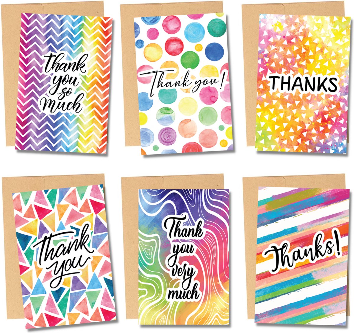 Partizzle 36x Gekleurde Bedankt Kaartjes Set - Thank You Cards ...