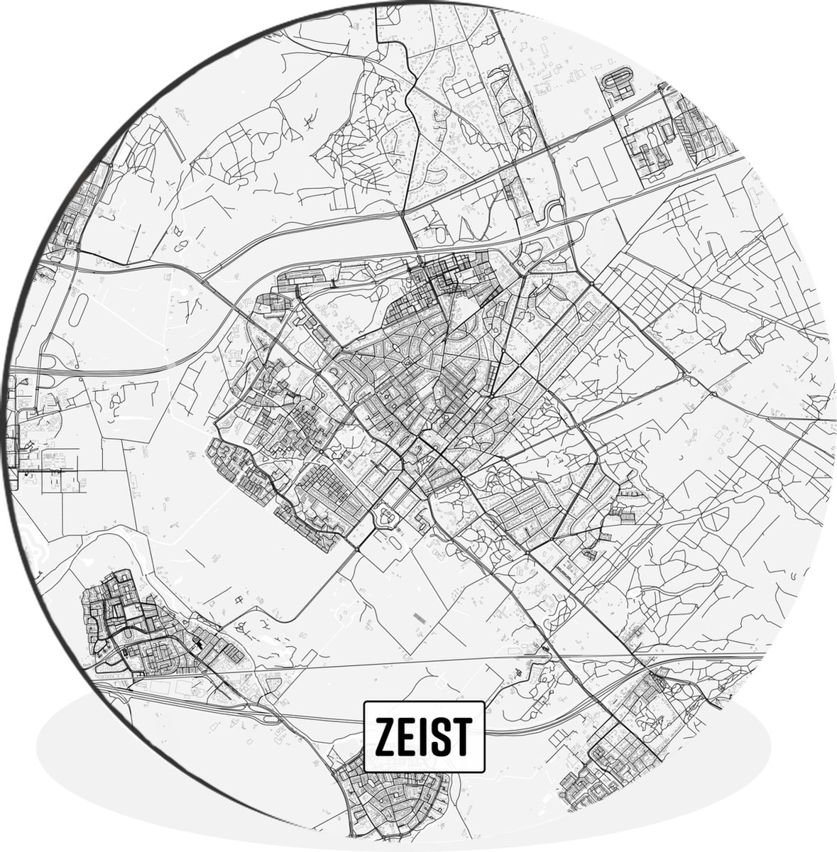 Plan de la ville Zeist Wall cercle aluminium - Carte ⌀ 140 cm | bol.com
