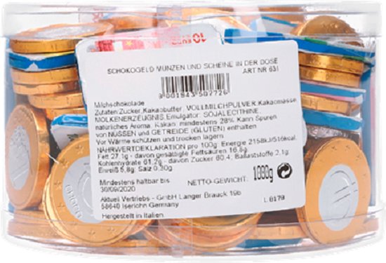 Wal Cor Chocolade Geld en Notities - 1.00kg Blik | bol