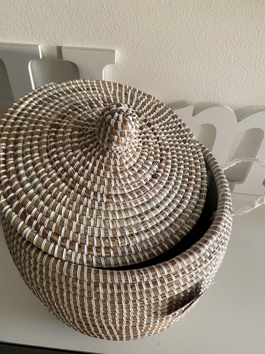 Rieten mand met deksel-Opbergmand-Decoratieve mand-Handgemaakt in ...