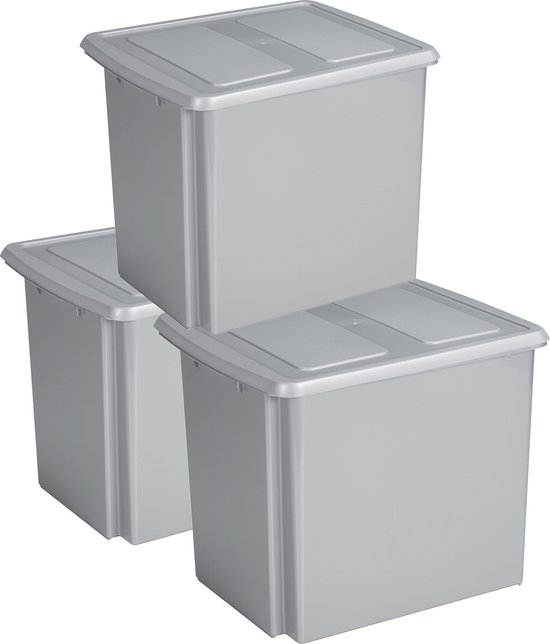 Sunware - Set van 3x opslagboxen - kunststof - 45 liter - lichtgrijs ...