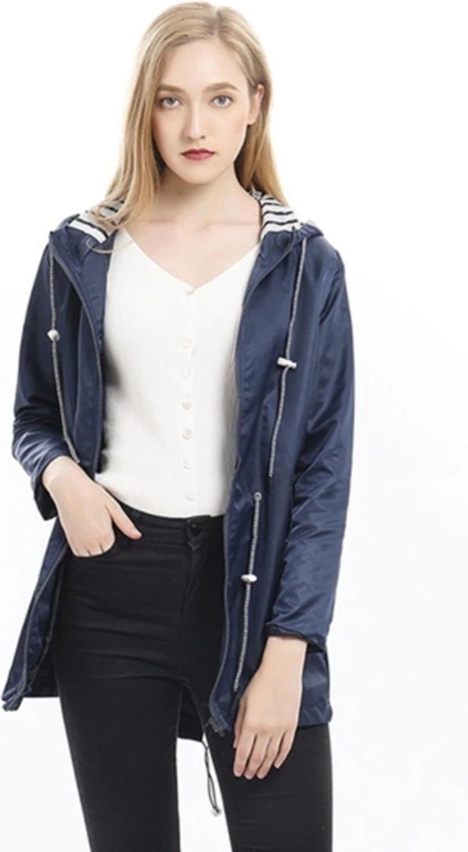 Waterdichte jas - Dames - Speciale regenjas - Poncho - Lichtgewicht jas - Blauw - Maat S | bol